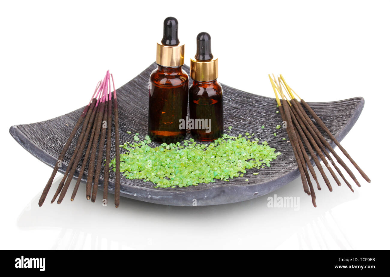 aromatherapy setting isolated on white Stock Photo - Alamy