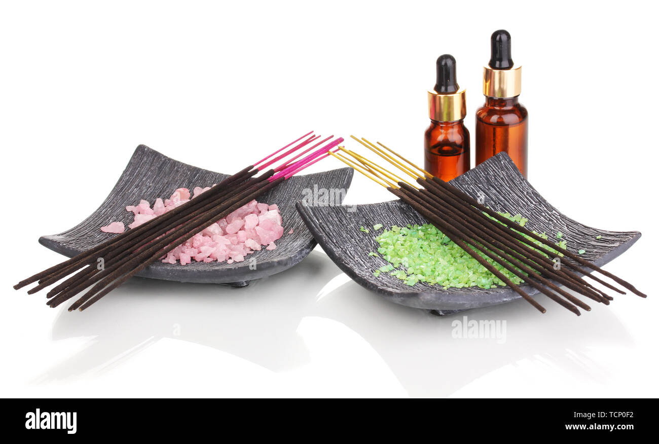 aromatherapy setting isolated on white Stock Photo - Alamy