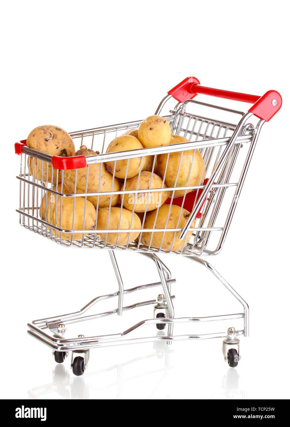 Ripe potatoes in trolley isolated on white Stock Photo - Alamy
