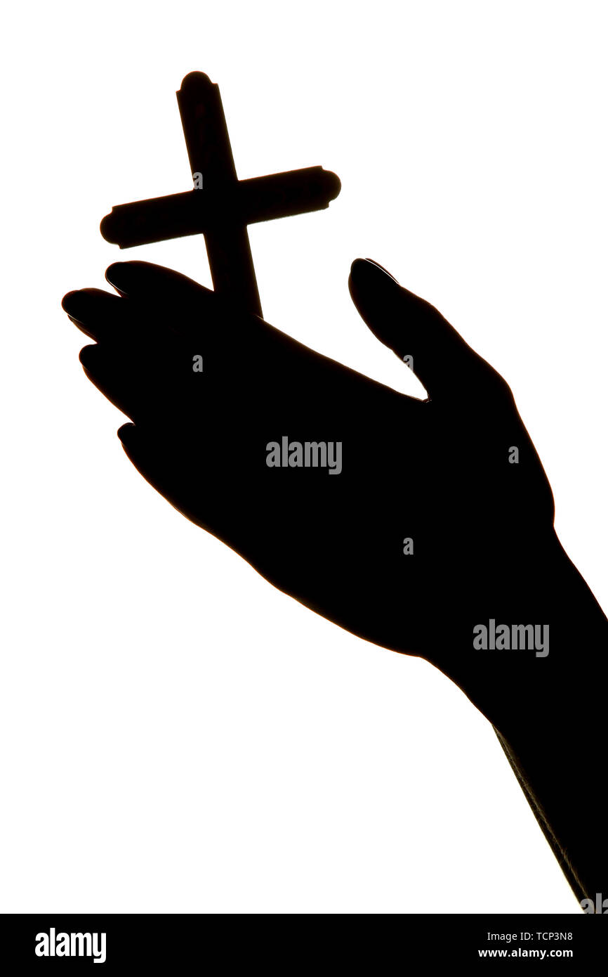 female hands with crucifix, isolated on white Stock Photo - Alamy