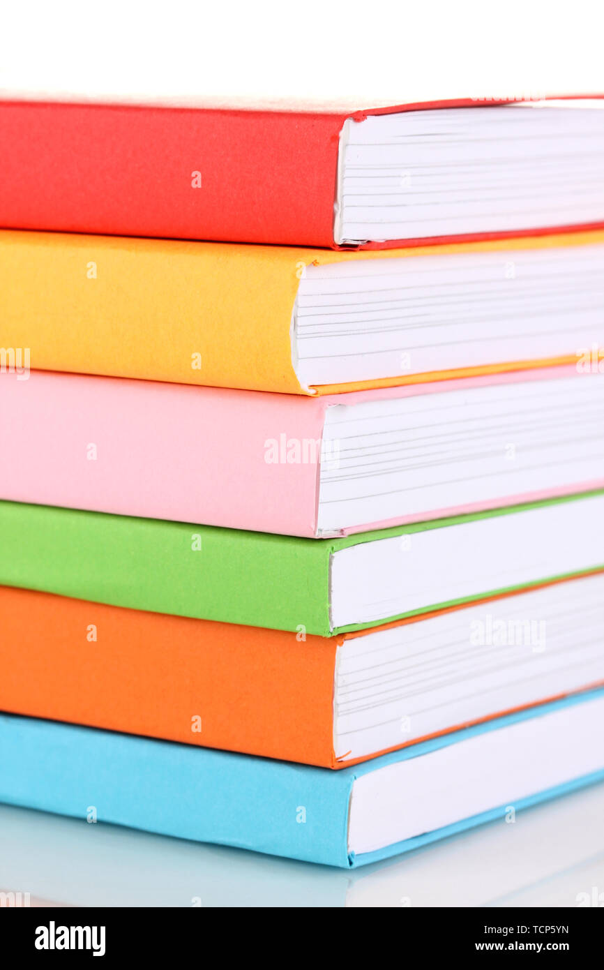 Stack of multicolor books isolated on white Stock Photo - Alamy