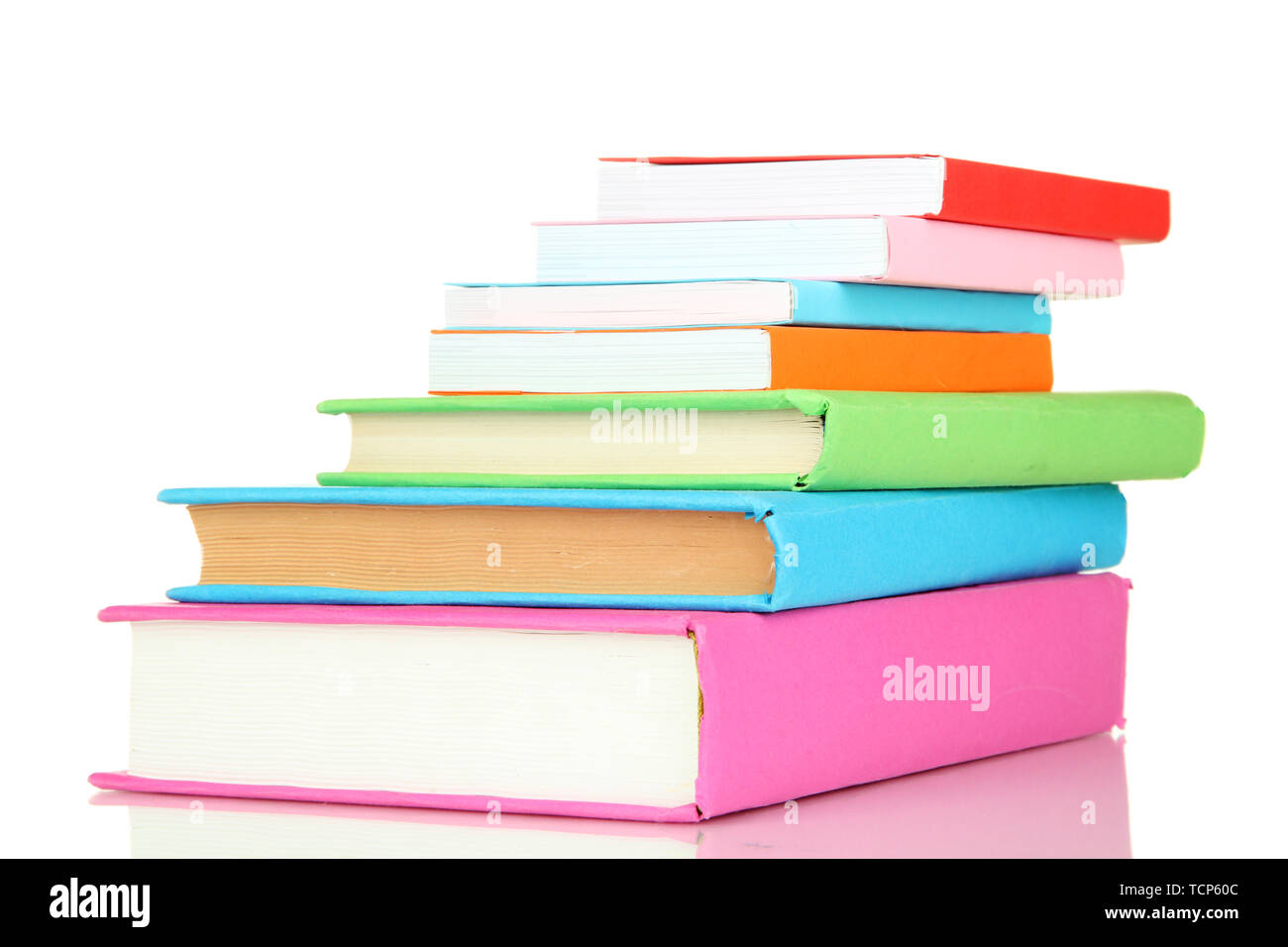 Stack of multicolor books isolated on white Stock Photo - Alamy