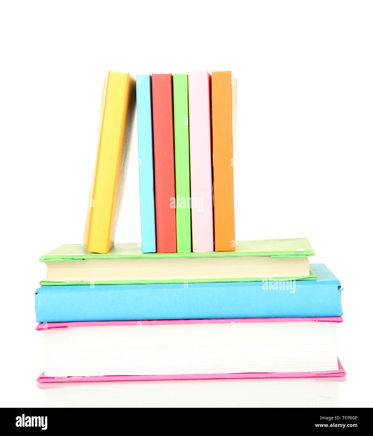 Stack of multicolor books isolated on white Stock Photo - Alamy