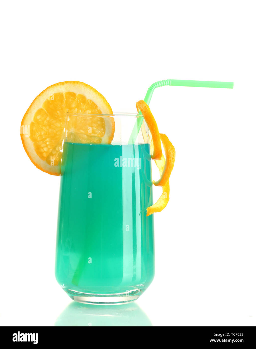 Glass of blue cocktail isolated on white Stock Photo - Alamy