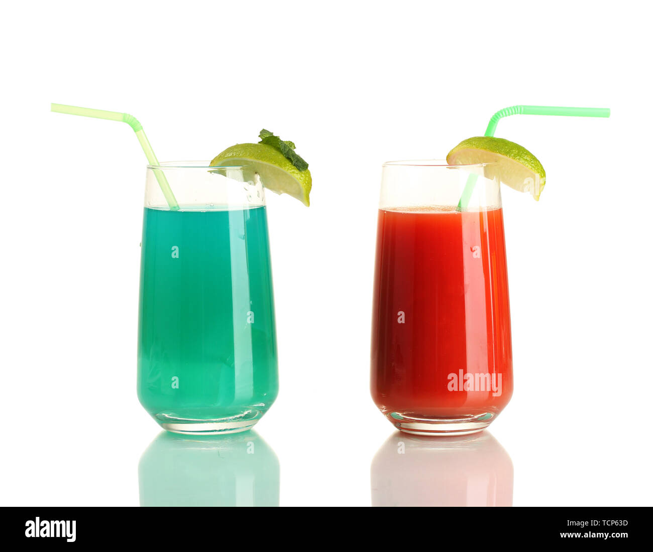Two cocktails isolated on white Stock Photo - Alamy