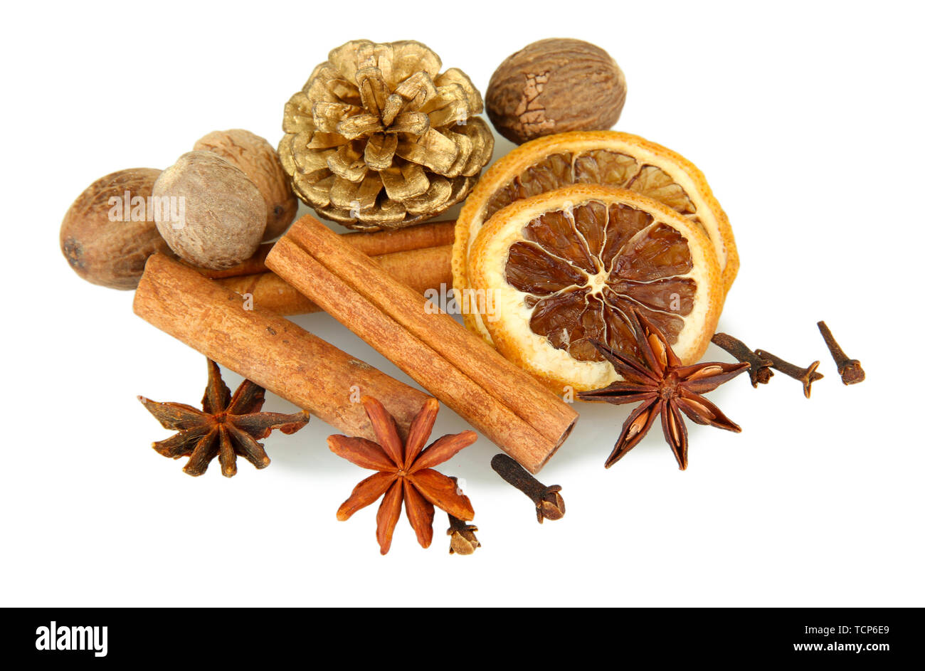 composition of christmas spices, isolated on white Stock Photo - Alamy