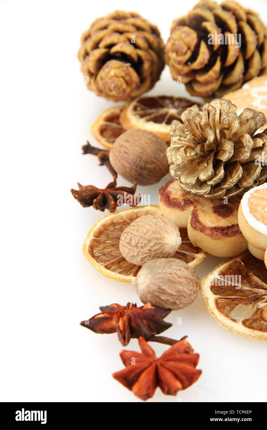 composition of christmas spices, isolated on white Stock Photo - Alamy