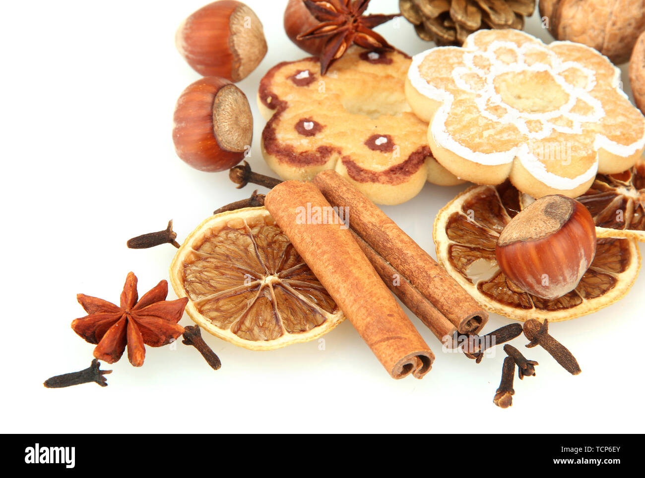 composition of christmas spices, isolated on white Stock Photo - Alamy