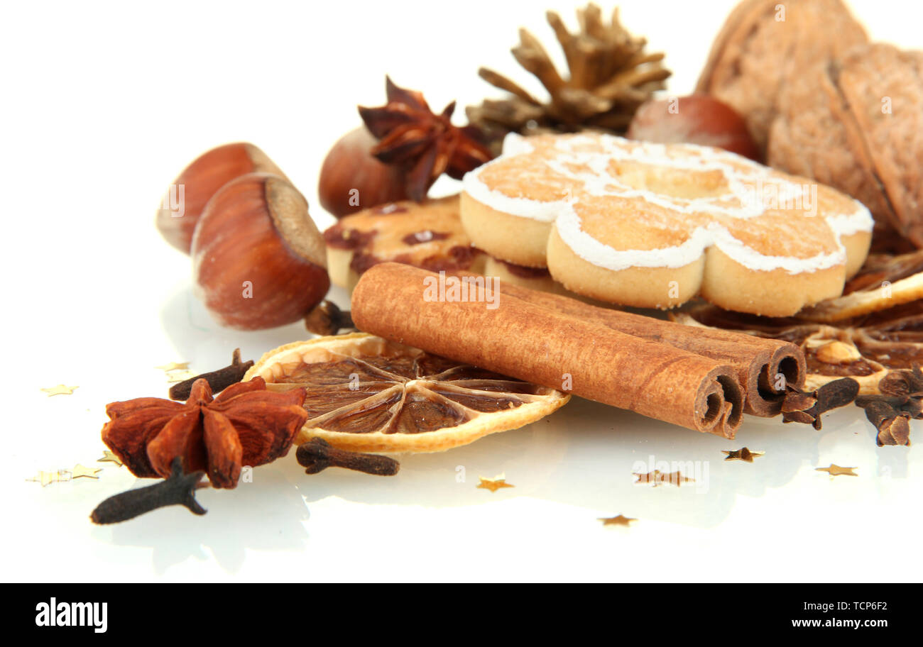 composition of christmas spices, isolated on white Stock Photo - Alamy