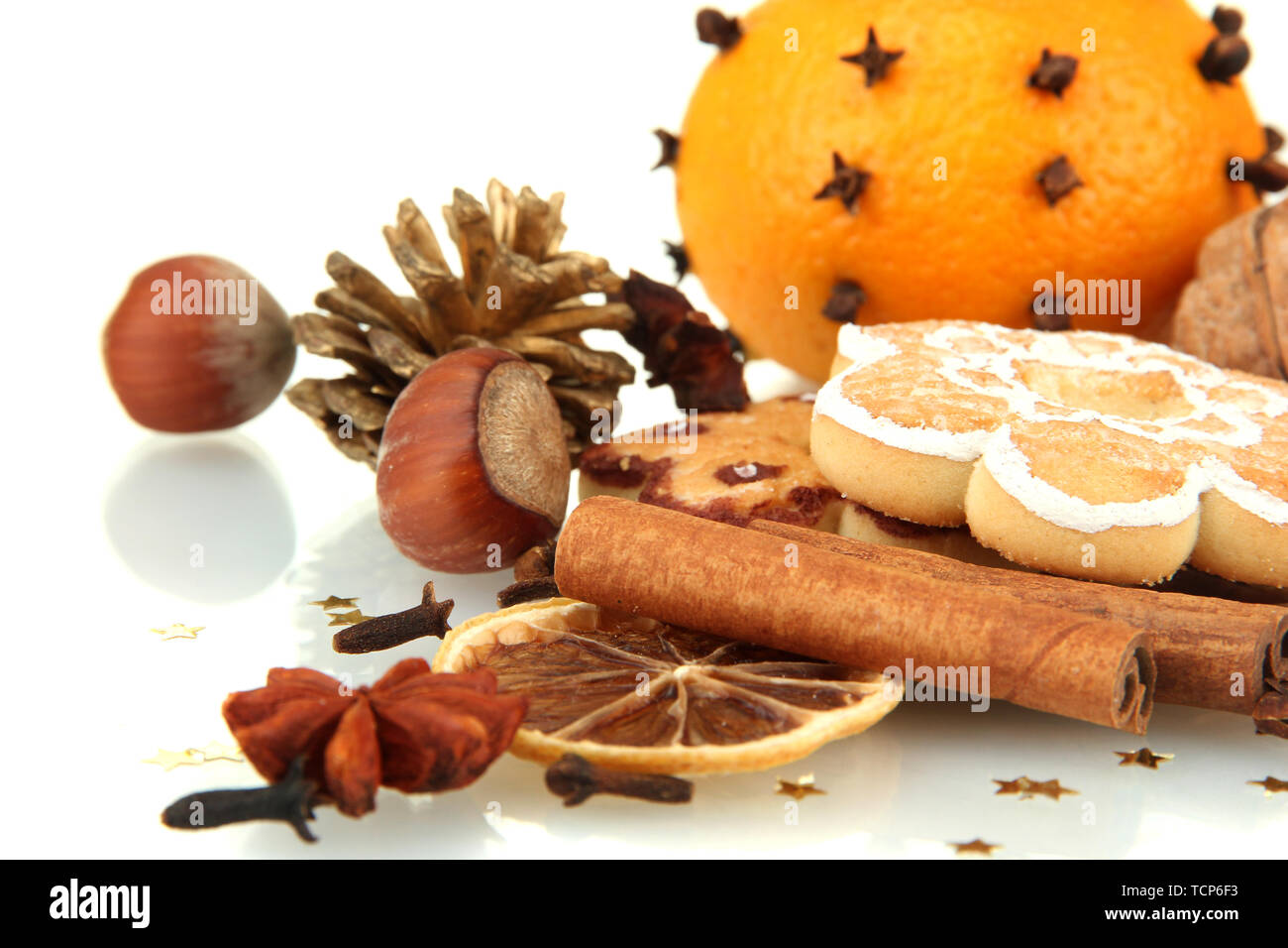 composition of christmas spices, isolated on white Stock Photo - Alamy