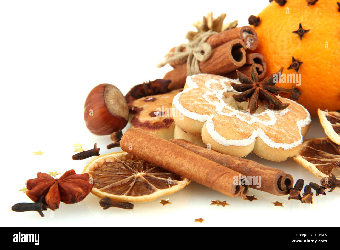 composition of christmas spices, isolated on white Stock Photo - Alamy