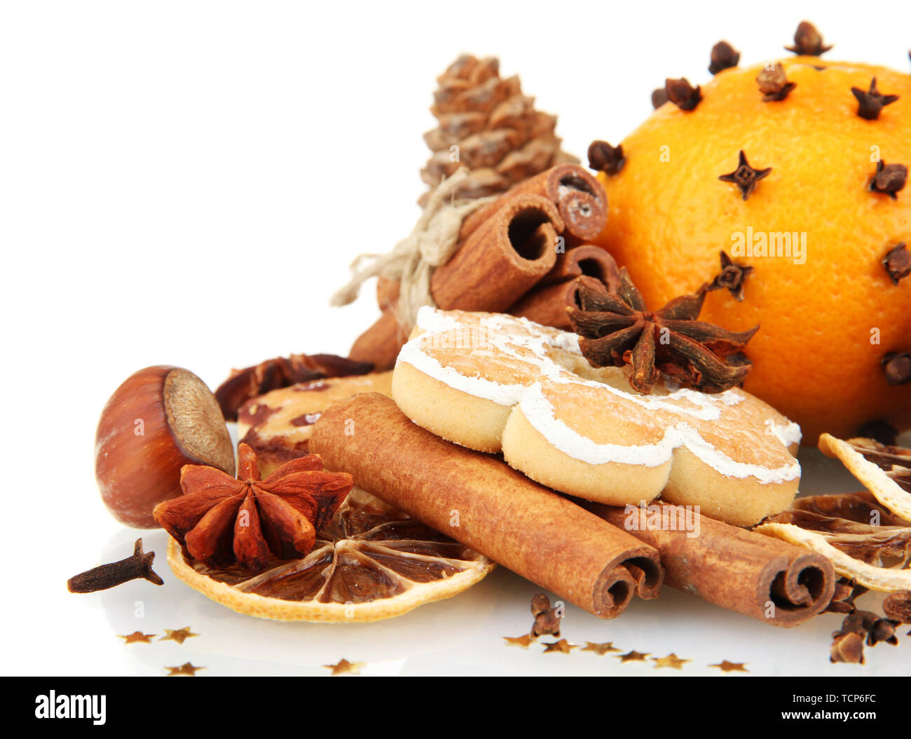 composition of christmas spices, isolated on white Stock Photo - Alamy