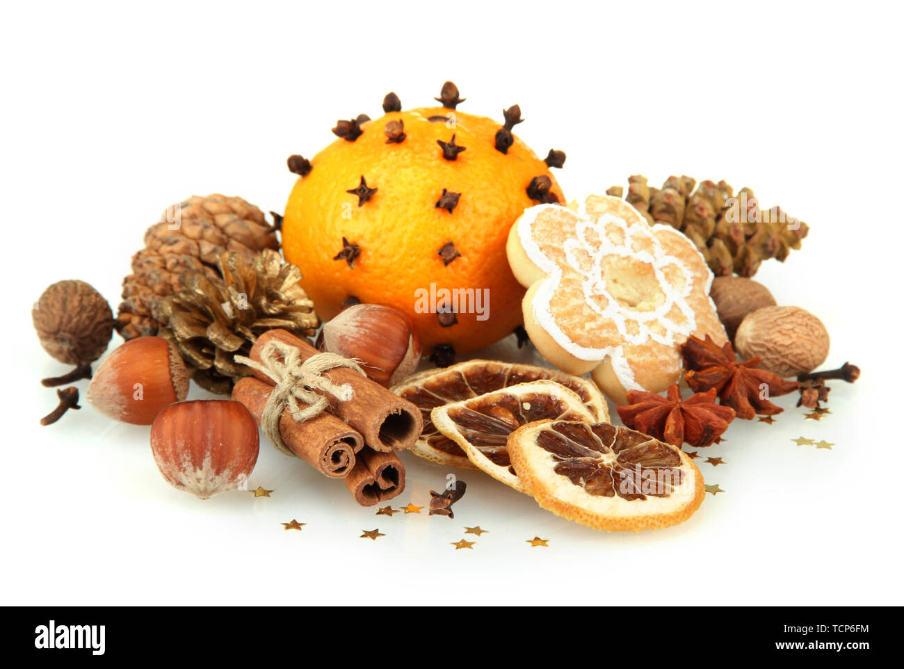 composition of christmas spices, isolated on white Stock Photo - Alamy