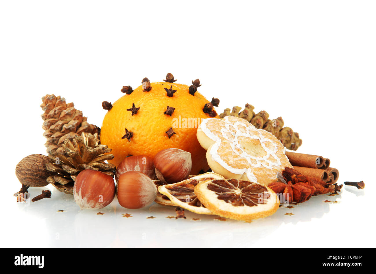 composition of christmas spices, isolated on white Stock Photo - Alamy