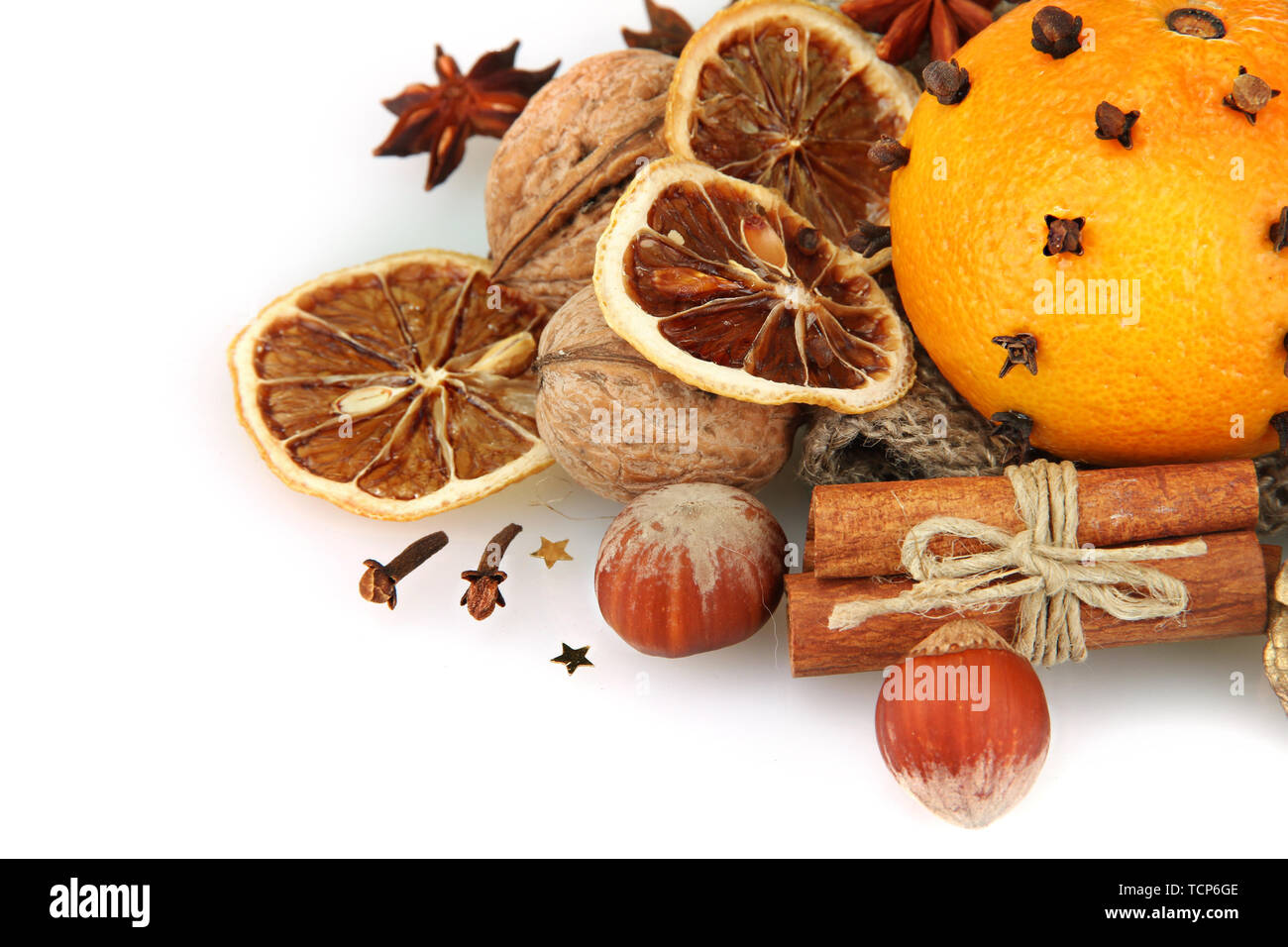 composition of christmas spices, isolated on white Stock Photo - Alamy
