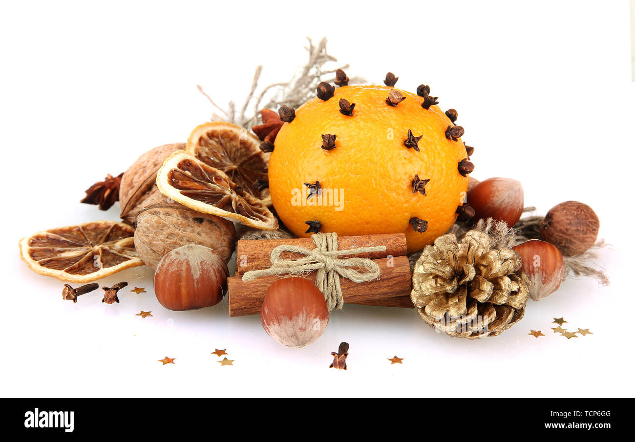 composition of christmas spices, isolated on white Stock Photo - Alamy
