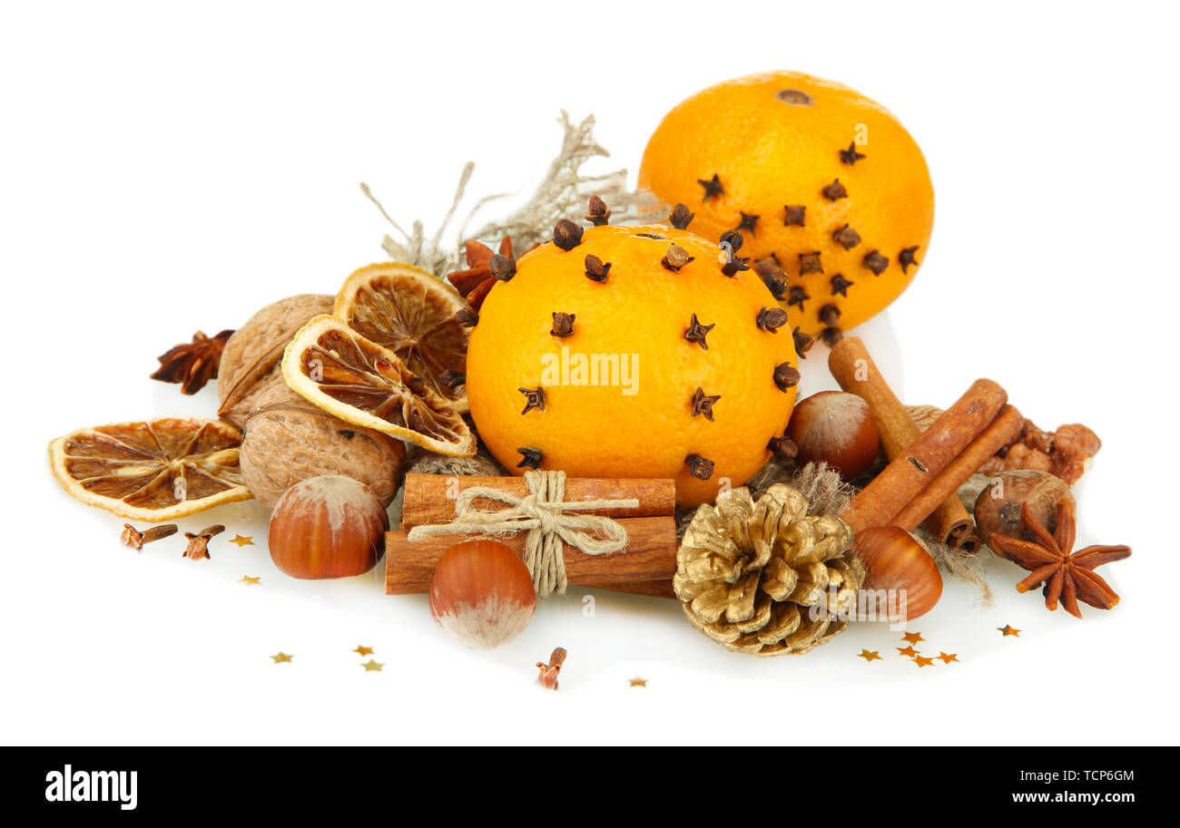 composition of christmas spices, isolated on white Stock Photo - Alamy