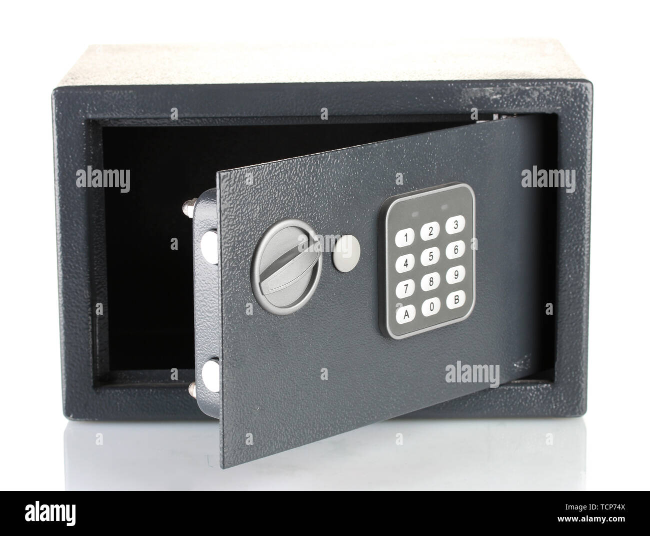 Steel safe box isolated on white Stock Photo - Alamy