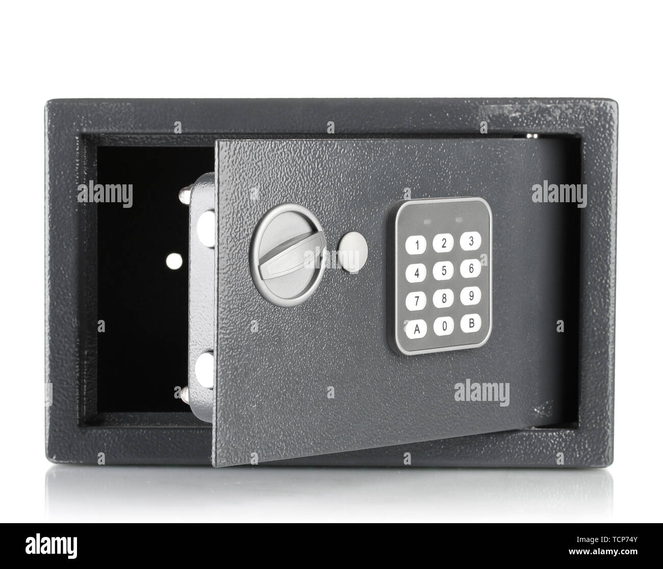 Steel safe box isolated on white Stock Photo - Alamy