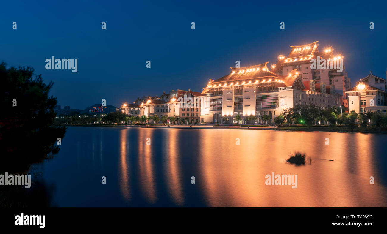 Night View of Ka Kee College, Xiamen University Stock Photo - Alamy