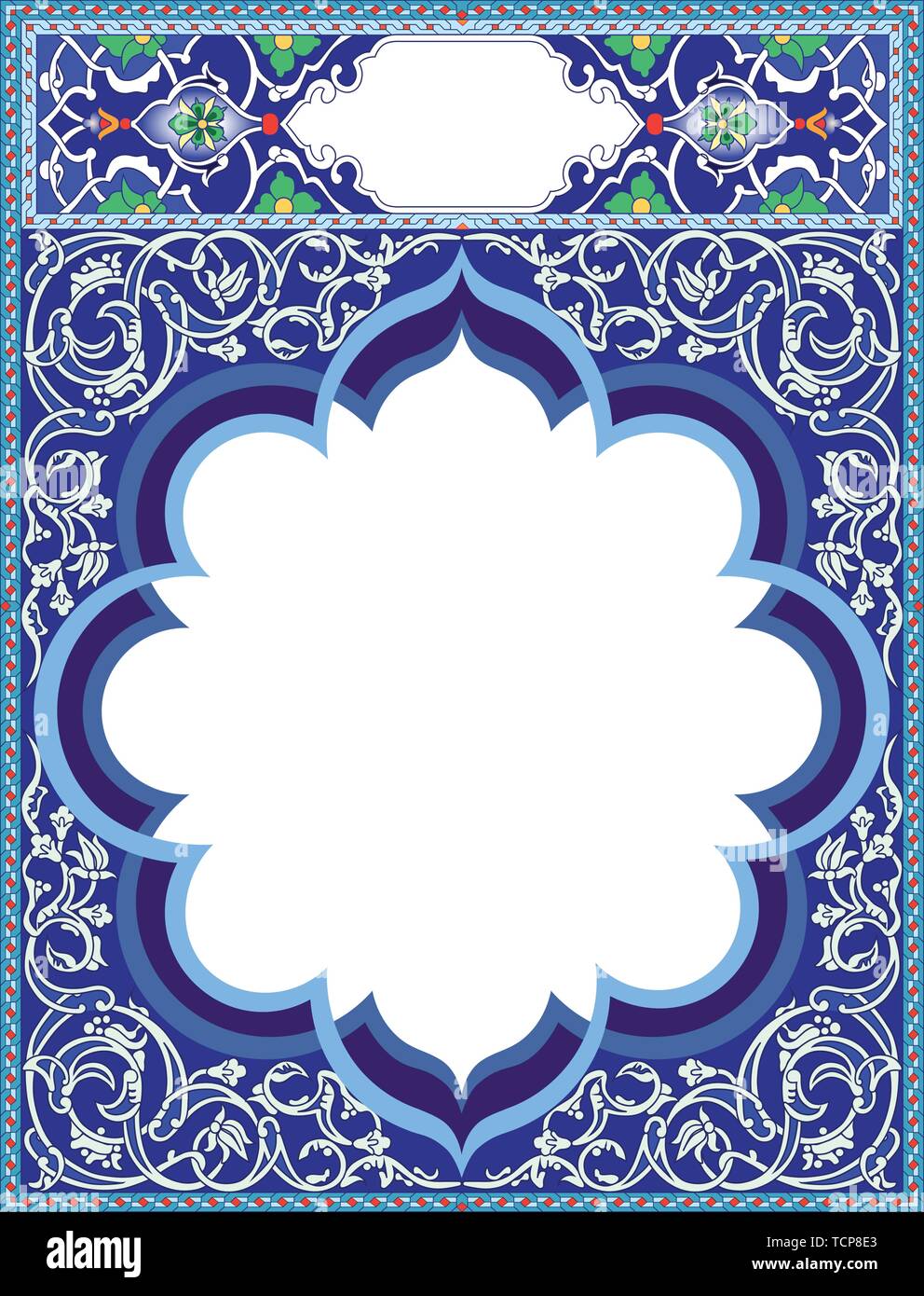 Blue Border inside book cover, Islamic Art Style Stock Vector Image ...