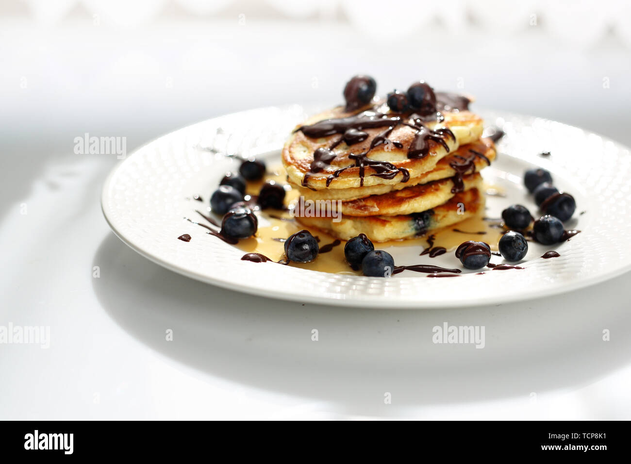 Traditional home-made pancakes, sweet, nutritious breakfast. horizontal ...