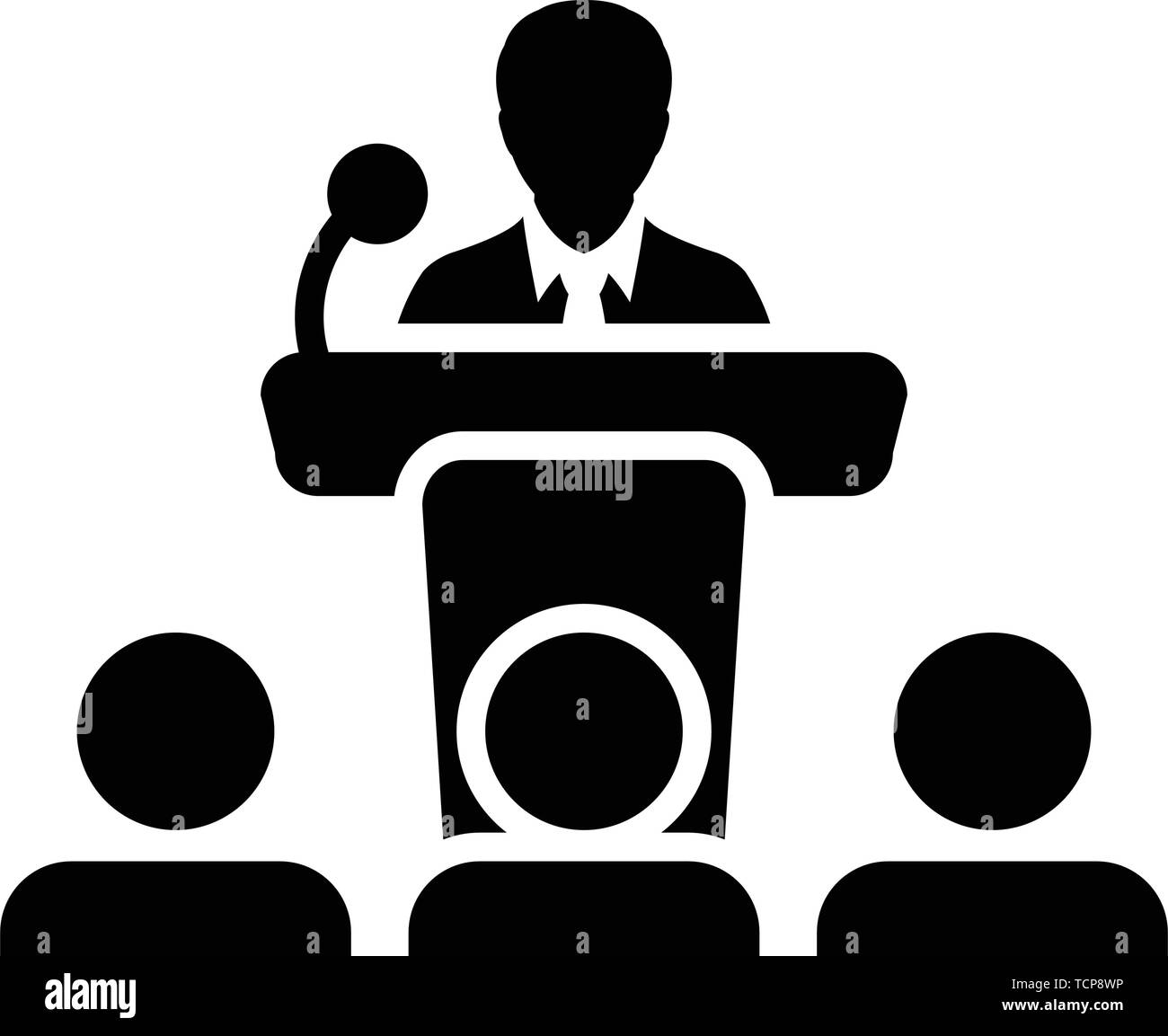 Seminar icon vector male person on podium symbol for public speech with ...