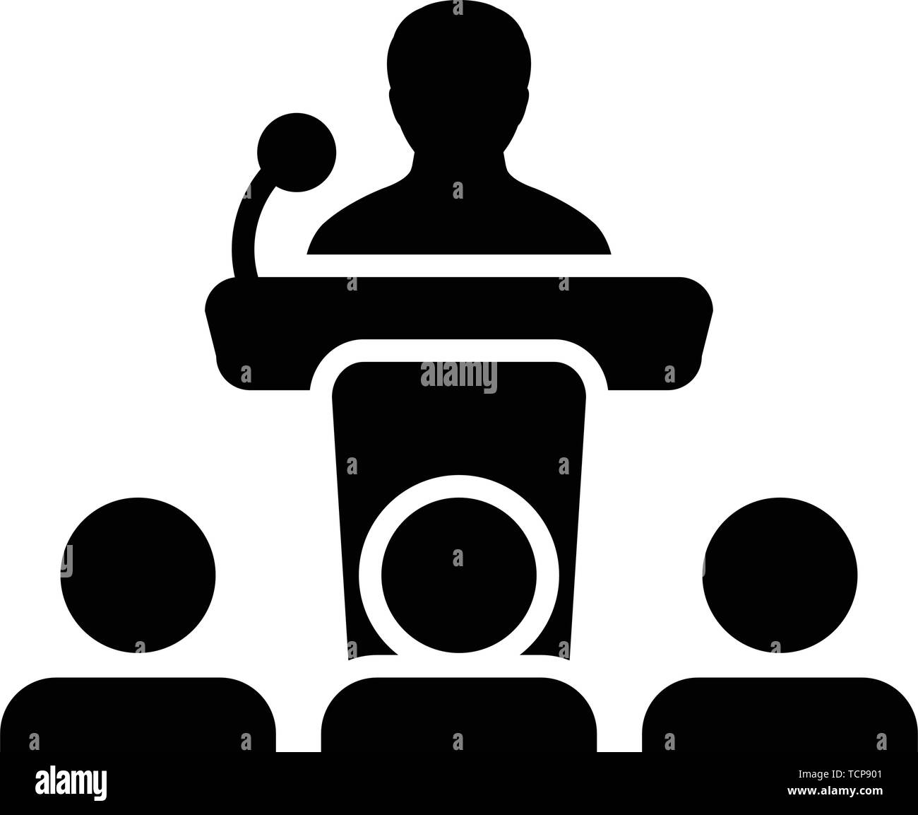 Meeting icon vector male person on podium symbol for business ...
