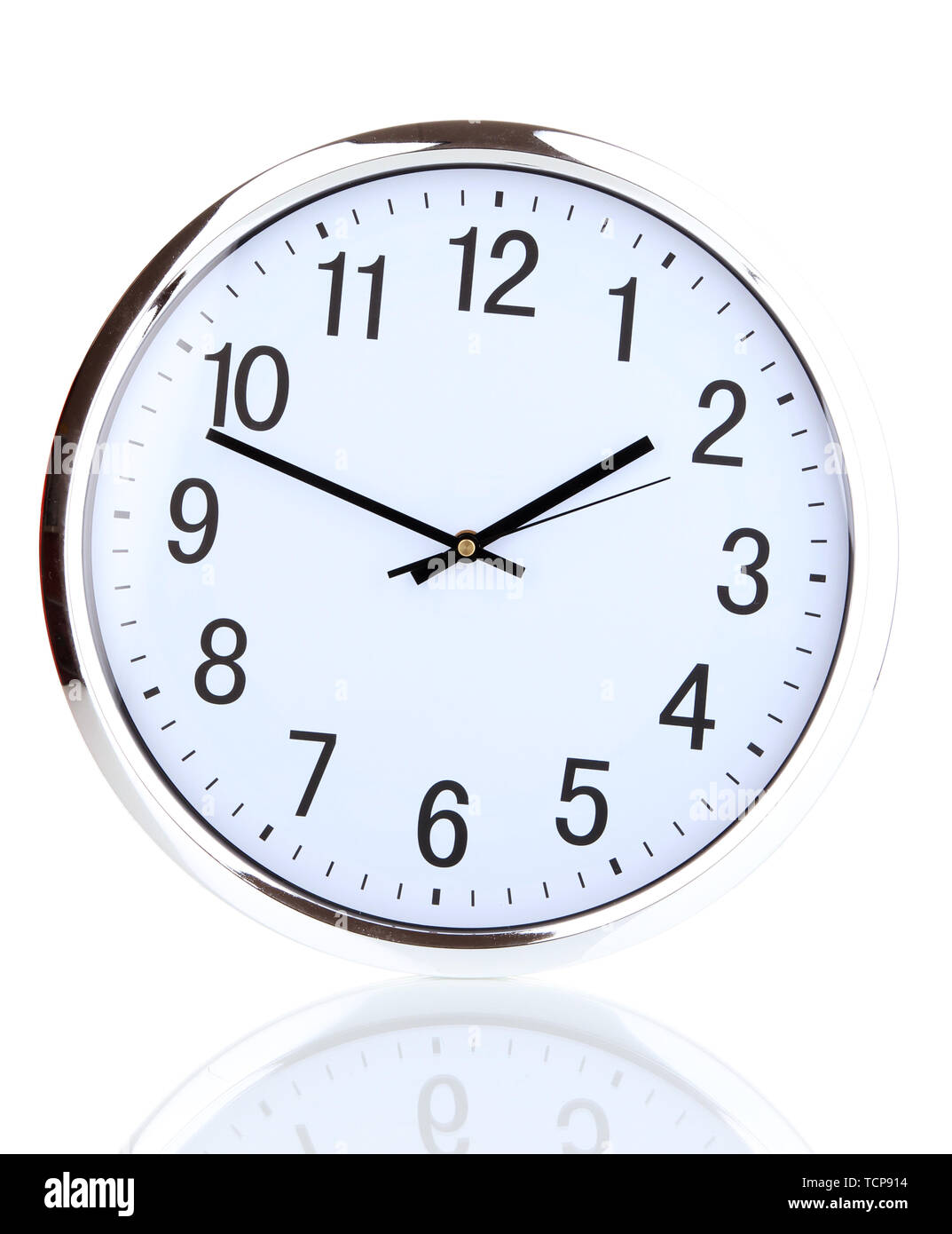 round office clock isolated on white Stock Photo - Alamy