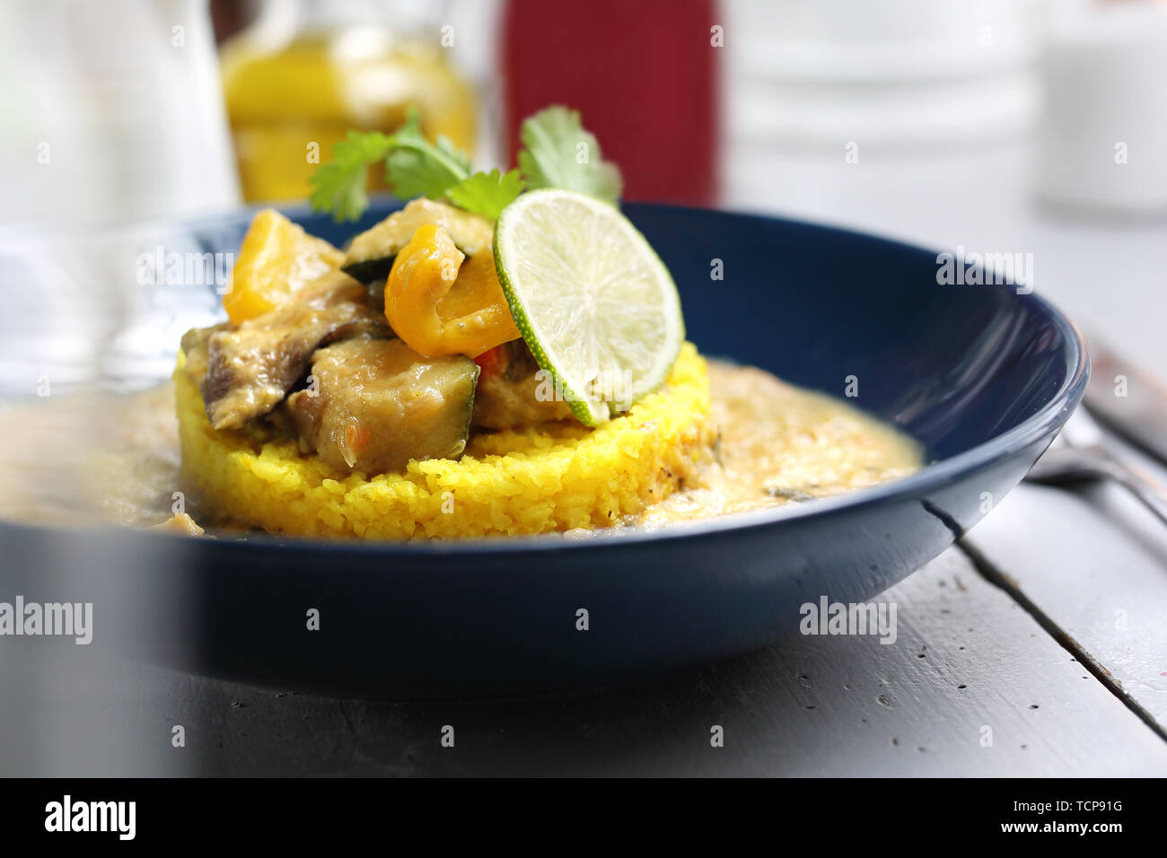 Vegetarian cooking. Restaurant menu. Dish on a white plate. Horizontal ...