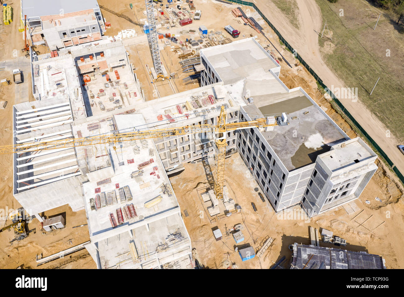 construction of multilevel civil buildings. aerial top view Stock Photo ...