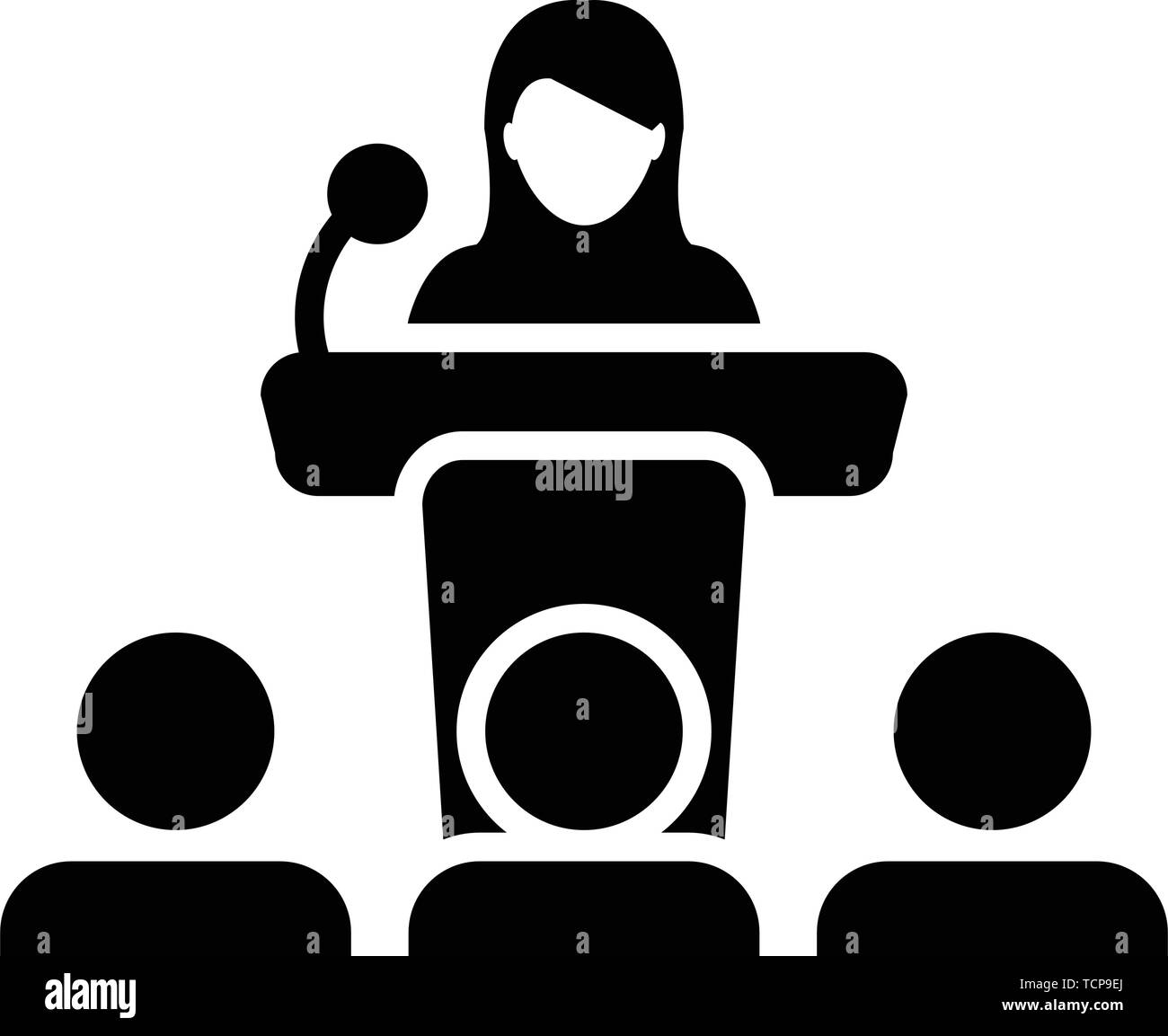 Leadership icon vector female person on podium symbol for business ...
