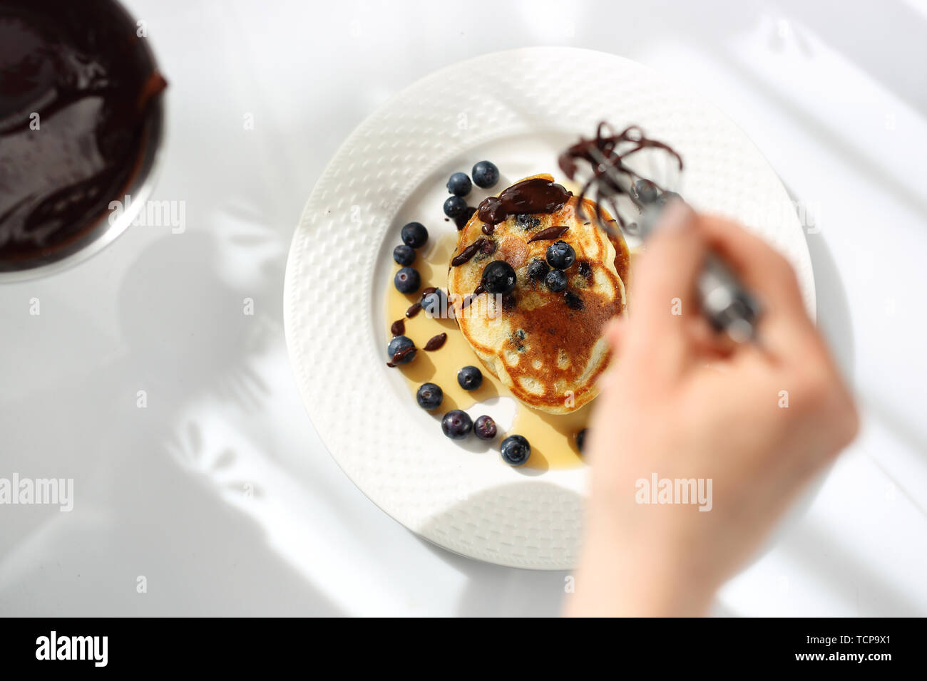 Traditional home-made pancakes, sweet, nutritious breakfast. horizontal ...