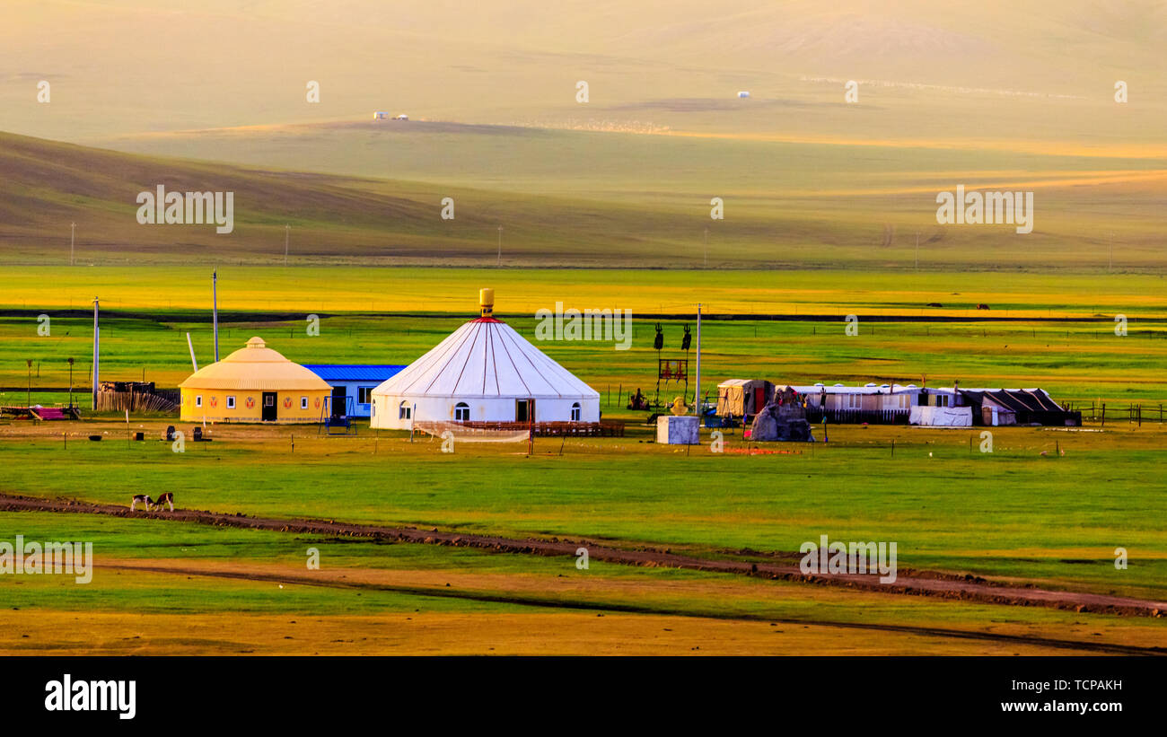 Inner Mongolia Hulunbuir Mozigler River Mongolian tribal yurt Stock ...