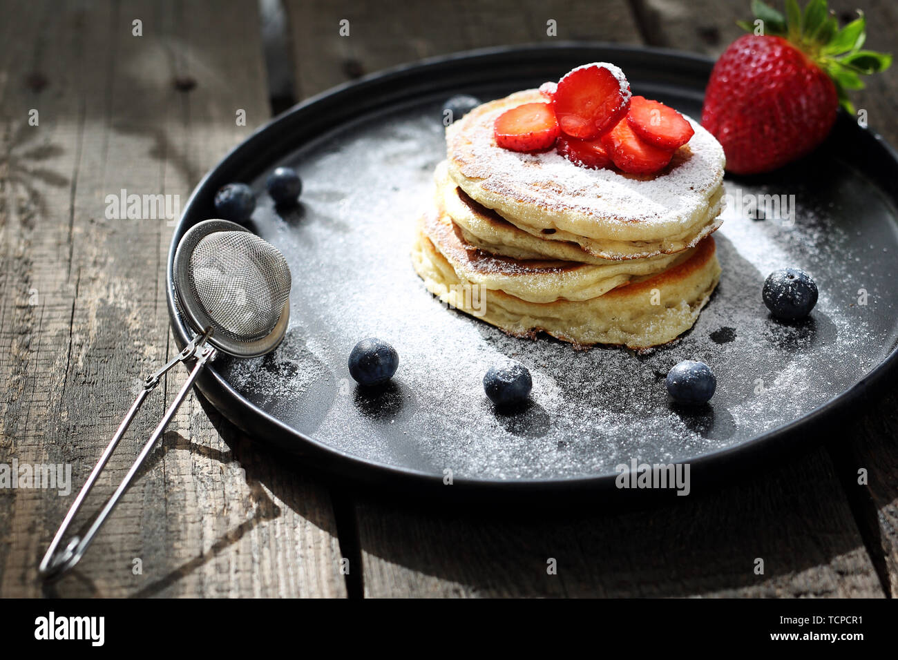 Traditional home-made pancakes, sweet, nutritious breakfast. horizontal ...