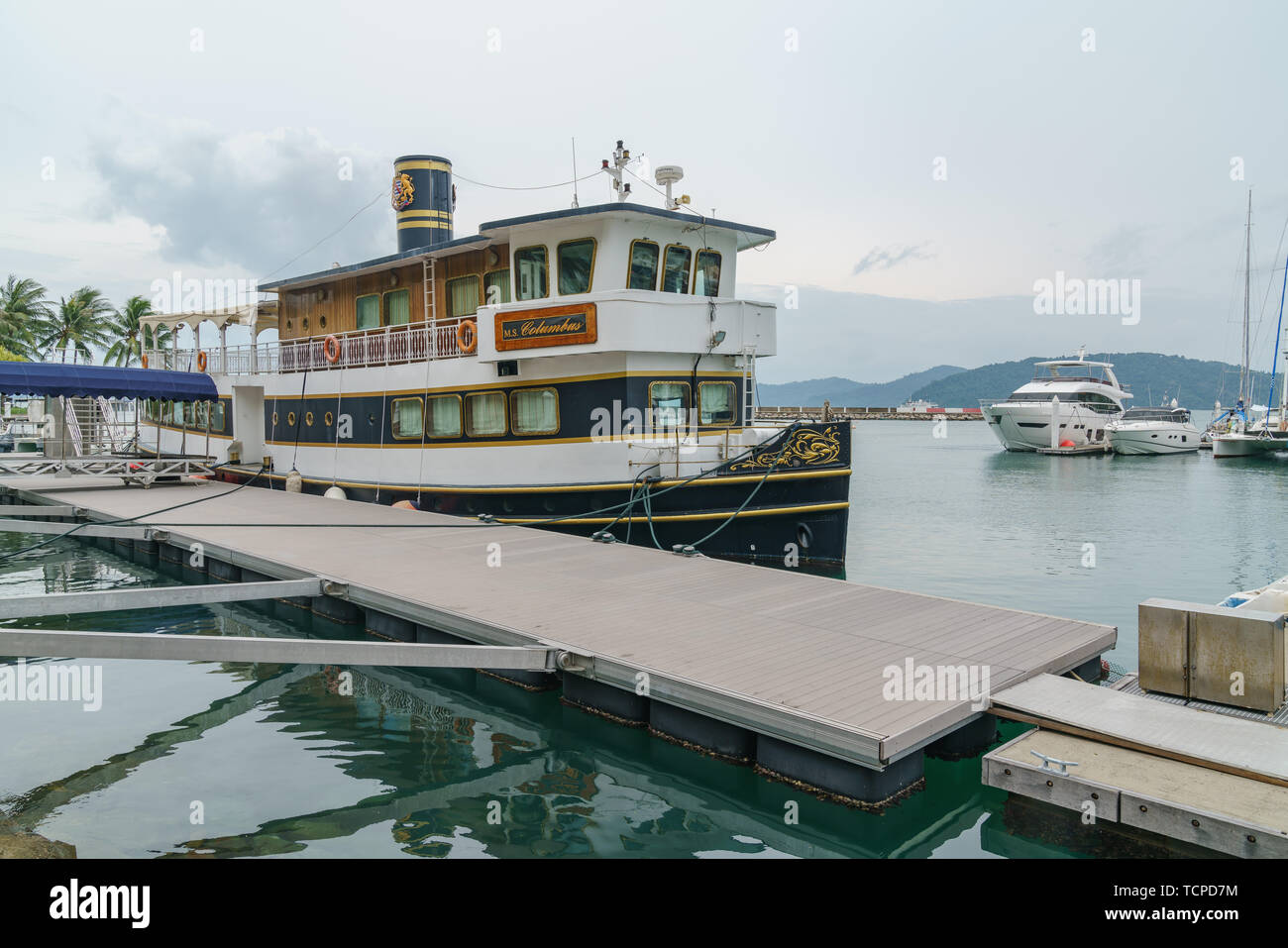 The cruise ship docked at the pier Stock Photo - Alamy