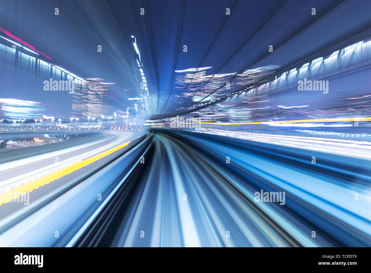 Speed railroad track in modern city Stock Photo - Alamy