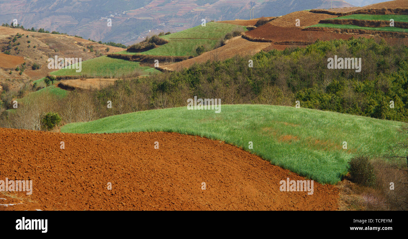 A map of red land in Yunnan Stock Photo - Alamy