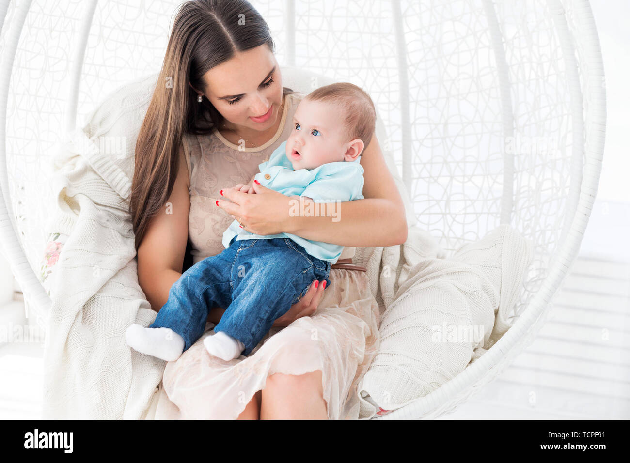 Mom son chair hi-res stock photography and images - Alamy