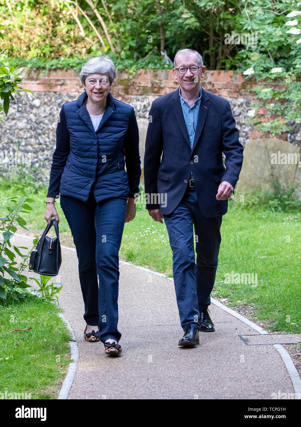 Prime Minister Theresa May and her husband Philip arrive for a church ...