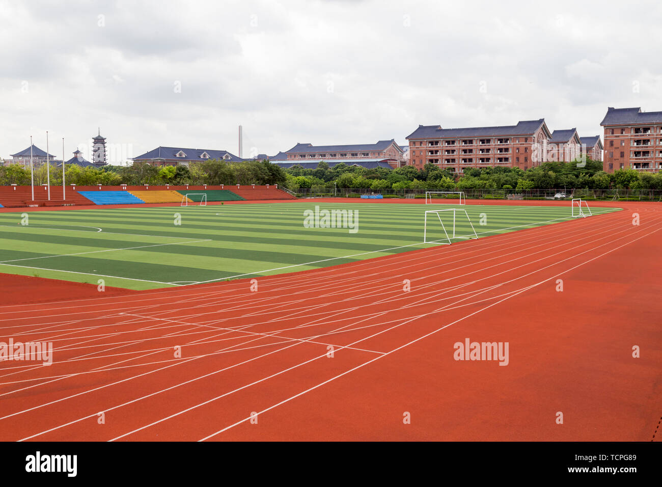 College runway football field Stock Photo - Alamy