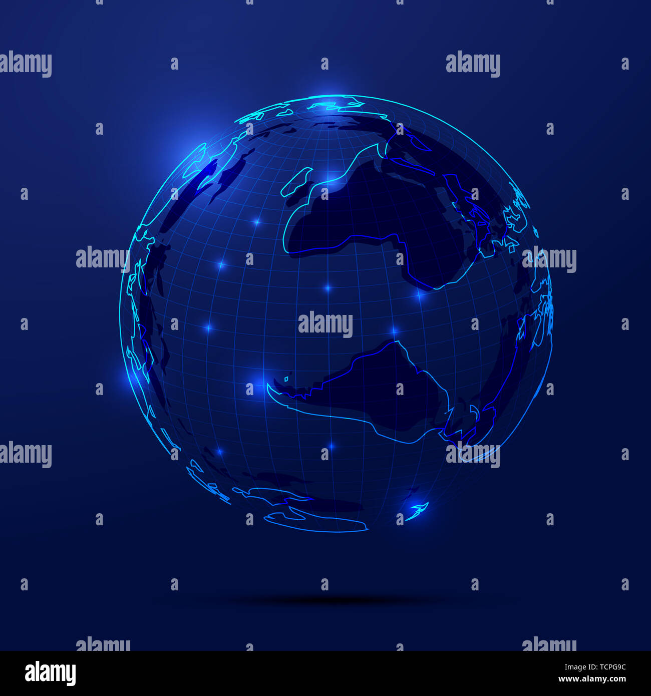 Dark blue three-dimensional technology earth, globalization ...