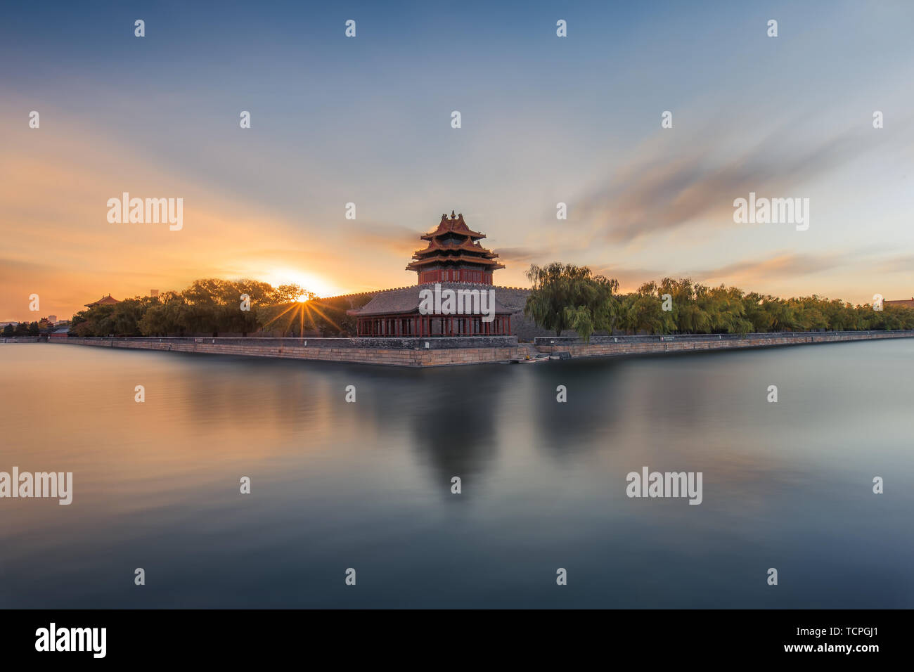 Quiet corner tower sunrise Stock Photo - Alamy