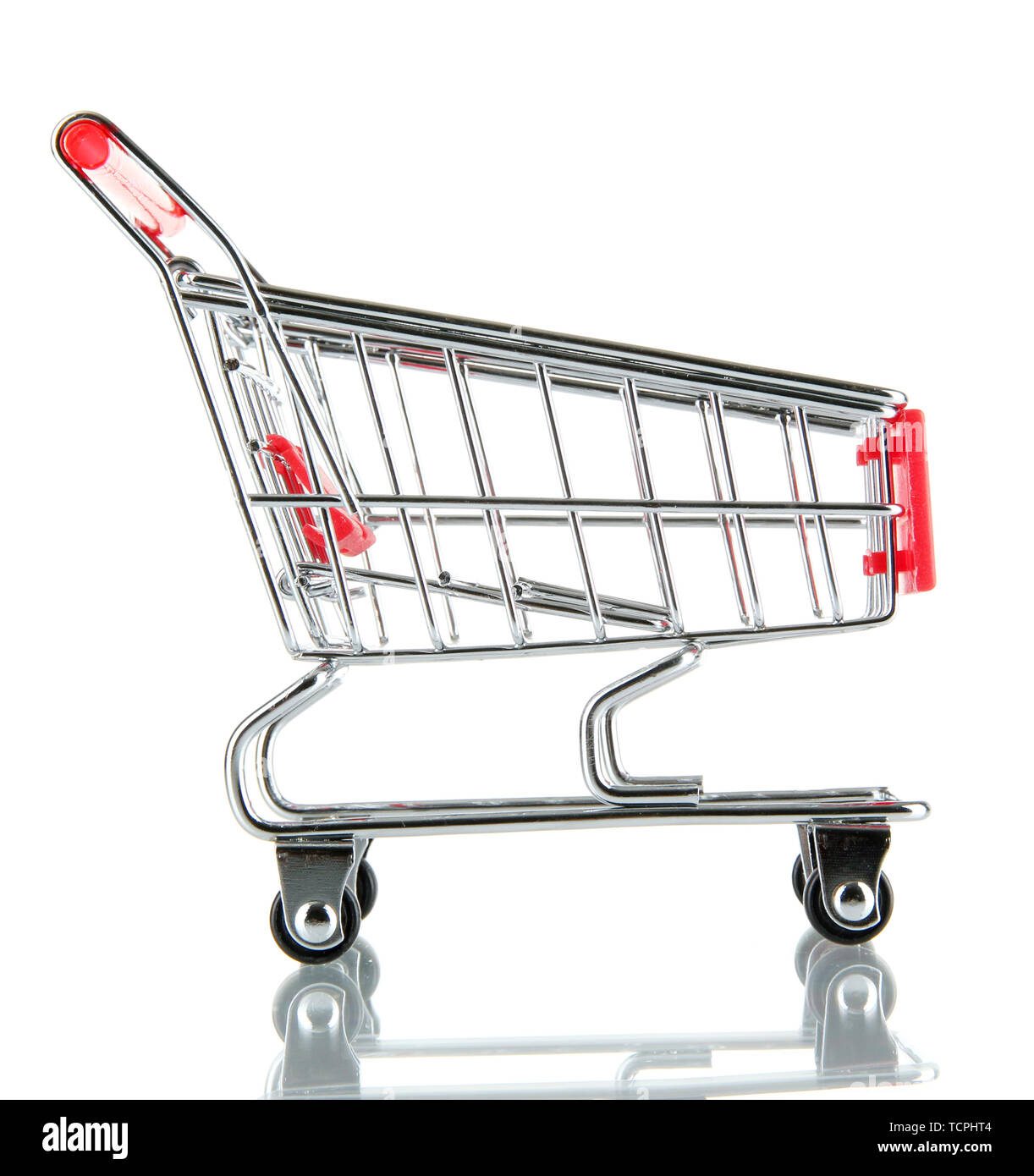 empty shopping trolley, isolated on white Stock Photo - Alamy