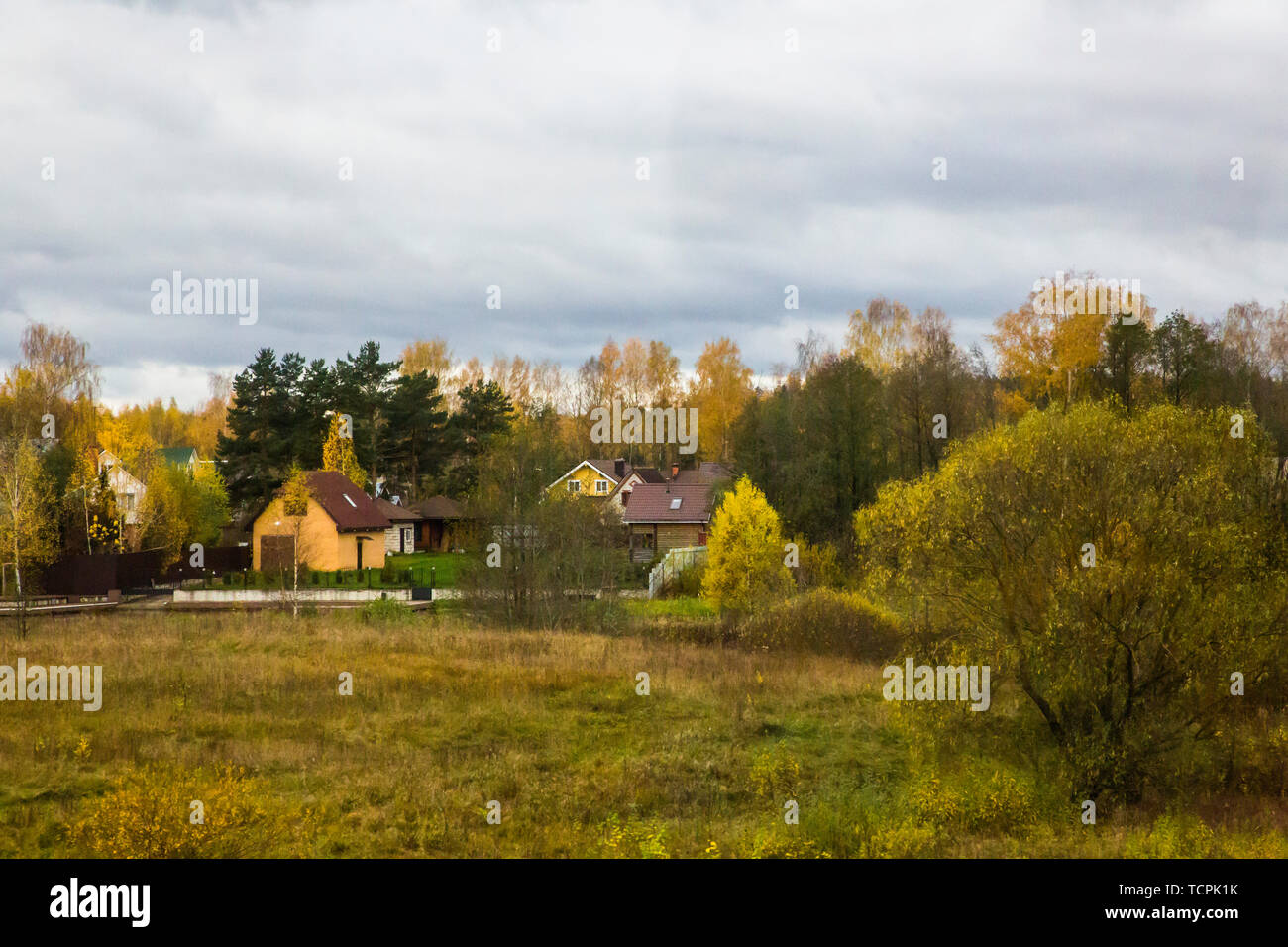 The Russian wilderness of the golden autumn, colorful and heavy, like ...