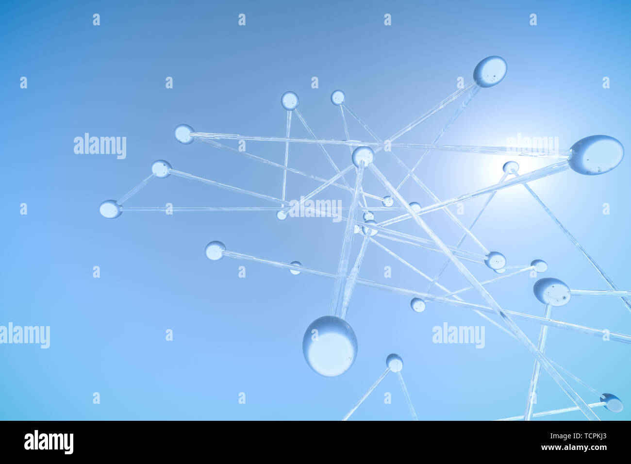 Circular nodes and line structures, three-dimensional rendering Stock ...