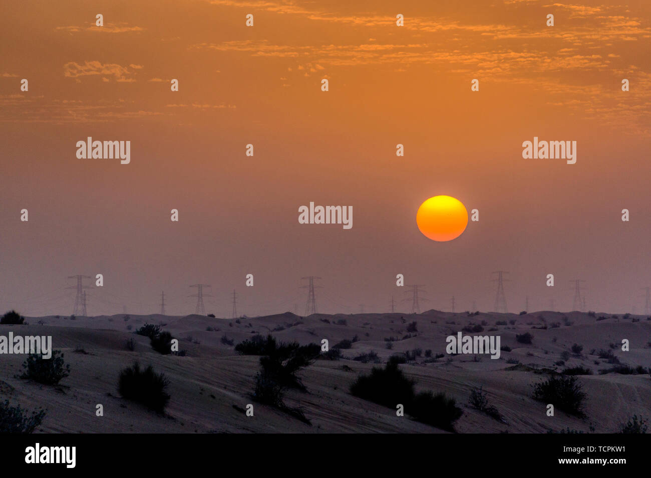 Desert sunset on the outskirts of Dubai, UAE Stock Photo - Alamy