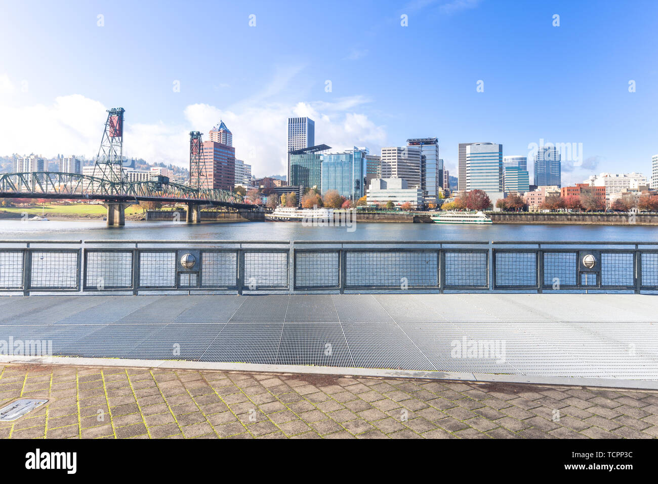 empty floor with cityscape and skyline in portland Stock Photo - Alamy