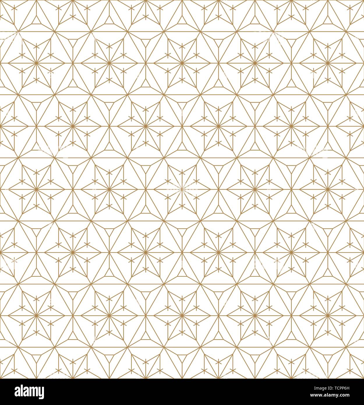 Japanese seamless geometric pattern .Gold silhouette lines.For design ...