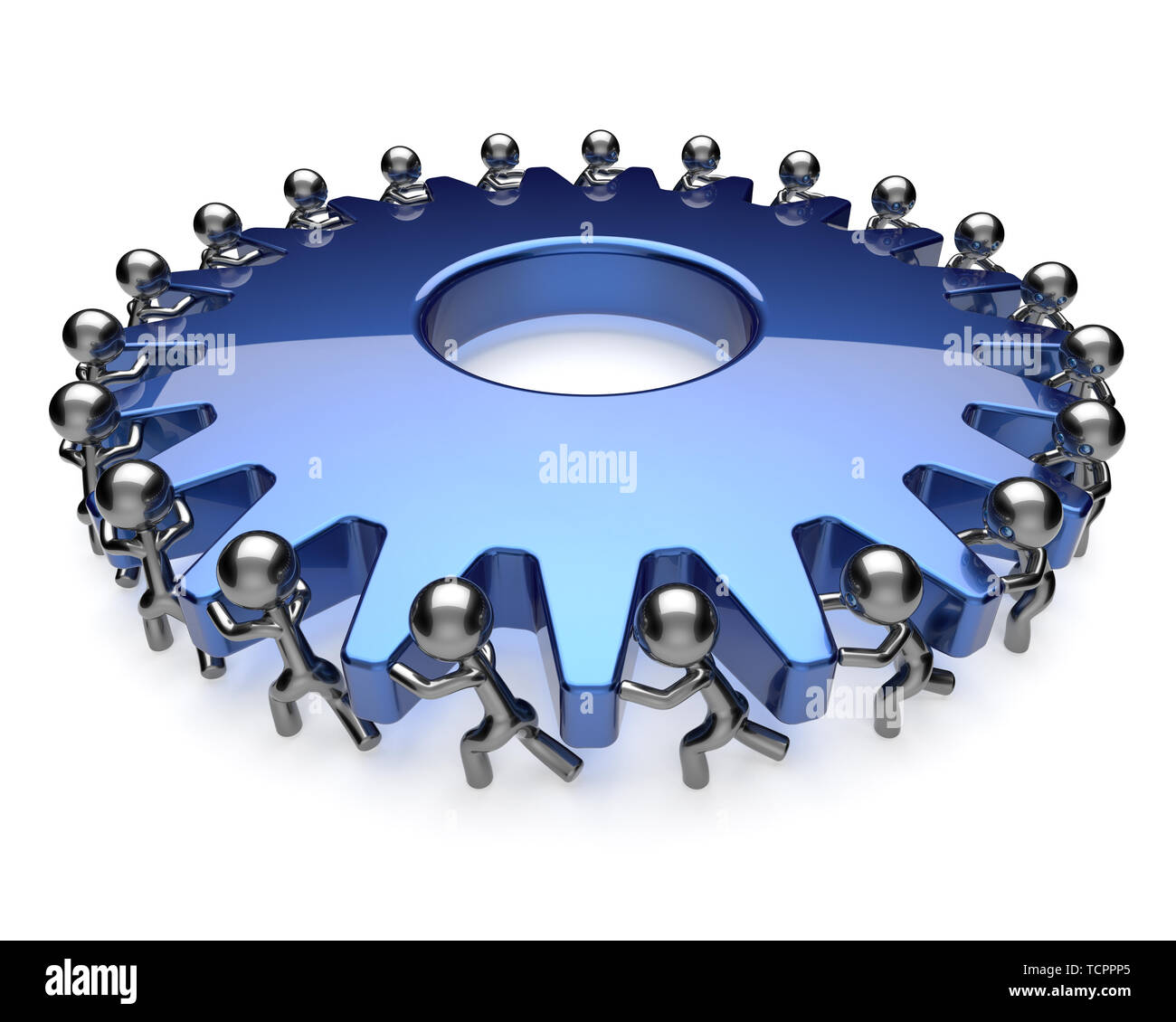 Teamwork community business process men turning gear wheel cogwheel ...